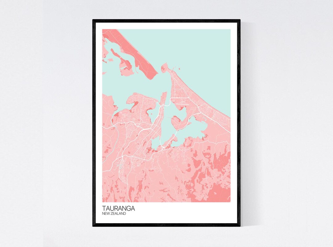 Tauranga Map Print Many Colours Fast Delivery Scandi // Vintage ...