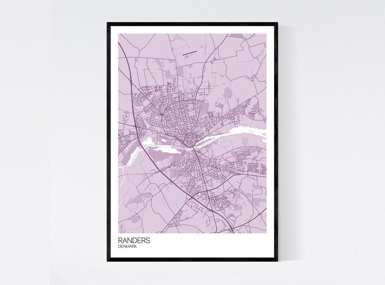 Randers Denmark City Map Art Print Many Colours 350gsm - Etsy