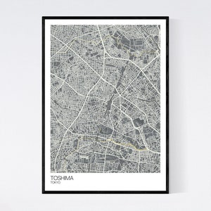 Toshima Tokyo Map Print Many Colours Fast Delivery - Etsy UK