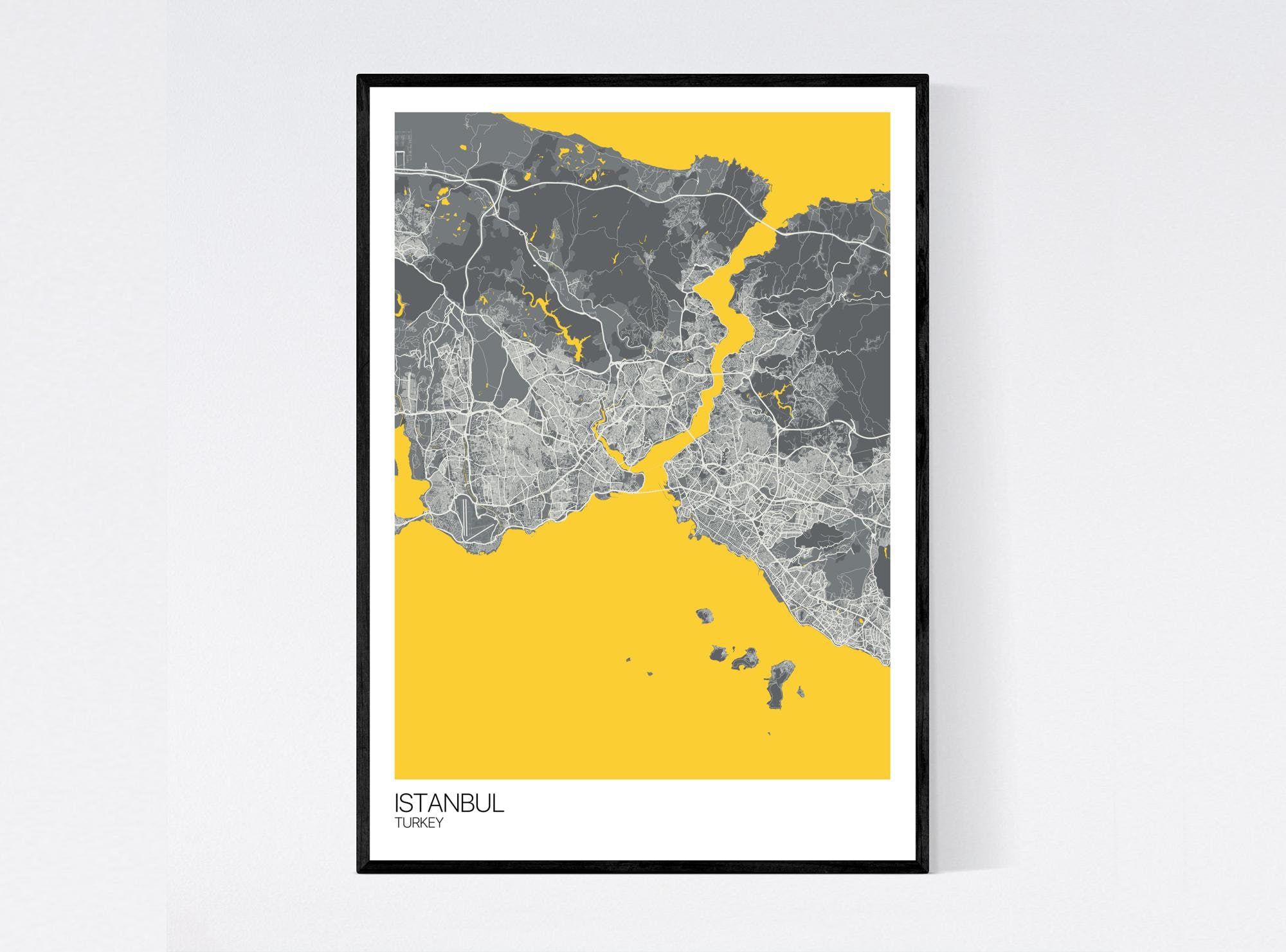Istanbul Turkey Map Art Print Many Styles 350gsm Art | Etsy