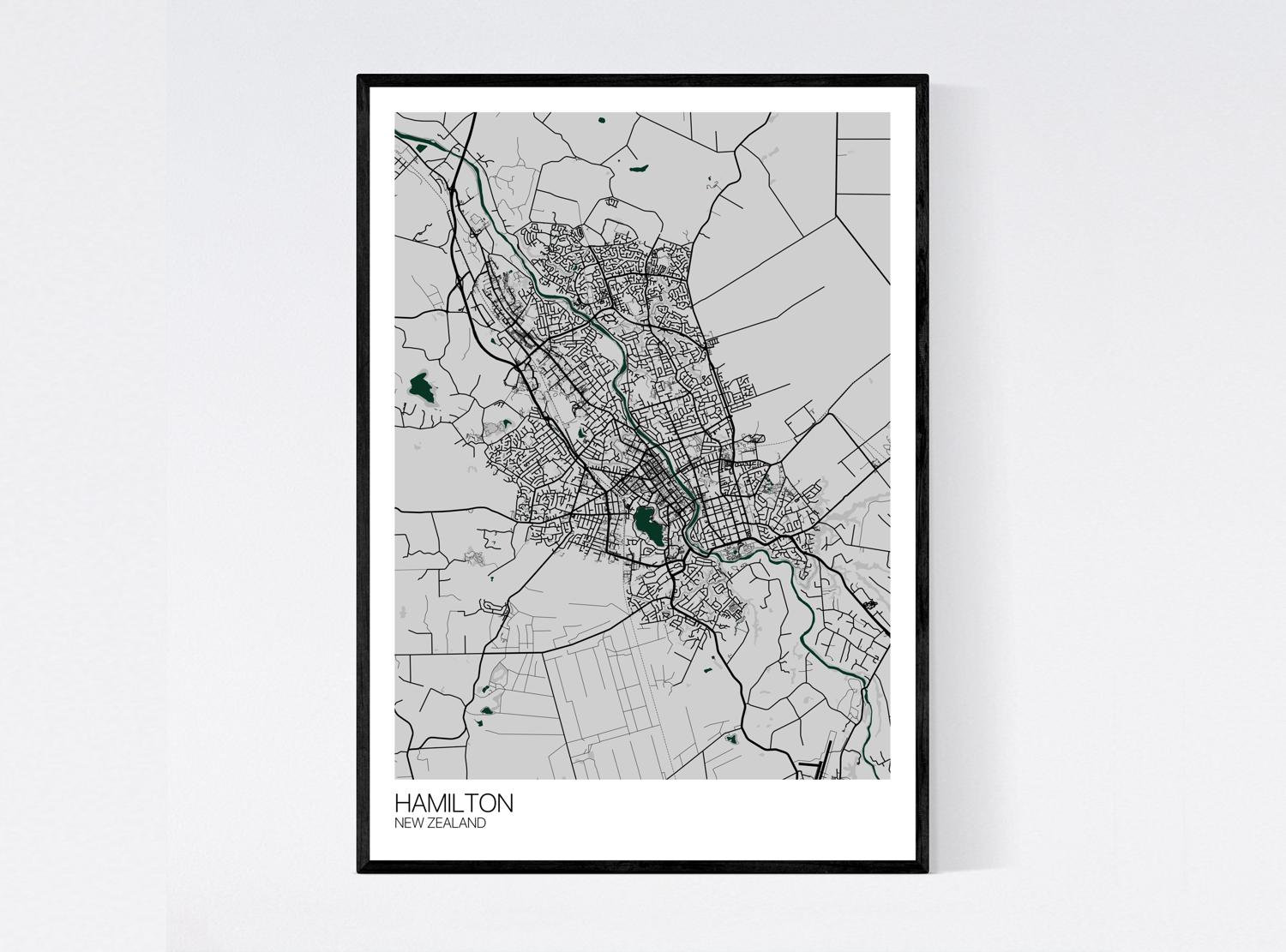 Hamilton New Zealand Map Print Many Colours Fast Delivery | Etsy