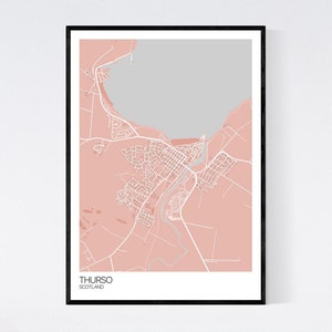 Thurso, Scotland Map Art Print Many Styles 350gsm Art Quality Paper ...