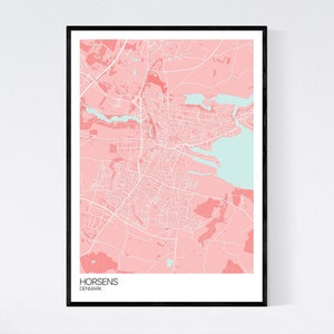 Horsens, Denmark City Map Art Print Many Colours 350gsm Art Quality ...