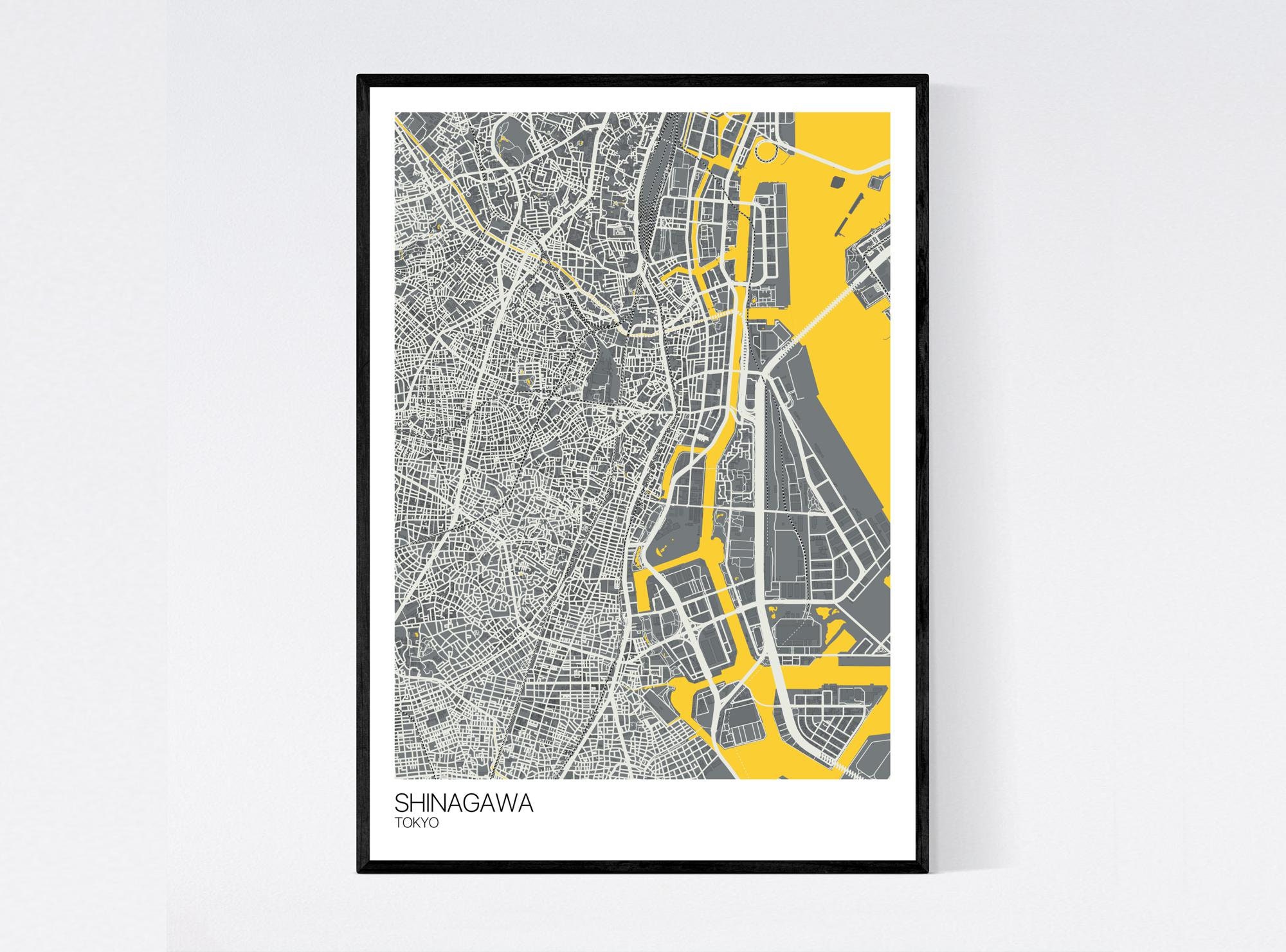 Shinagawa Tokyo Map Print Many Colours Fast Delivery | Etsy