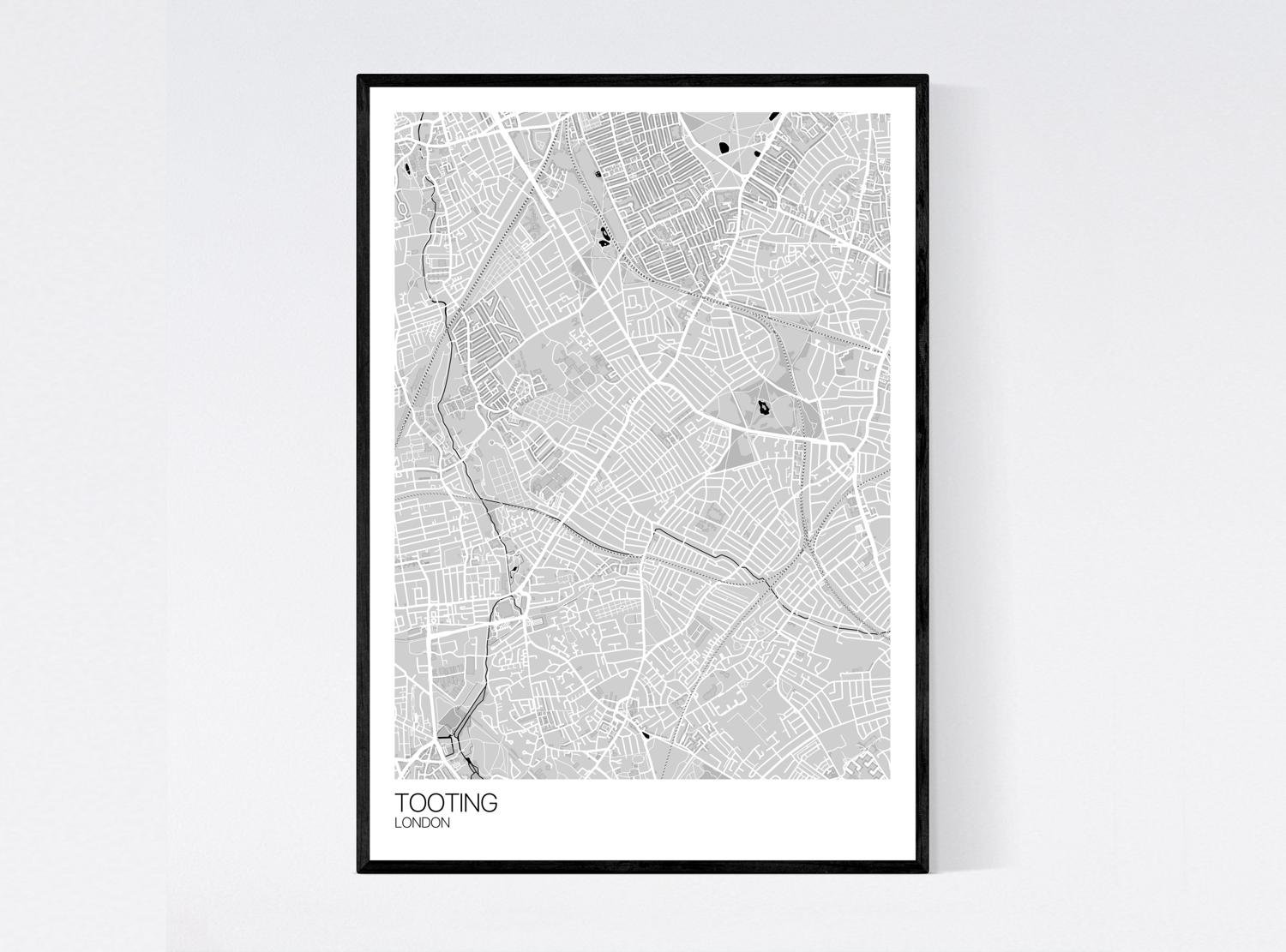 Tooting London Map Art Print Many Colours 350gsm Art - Etsy UK