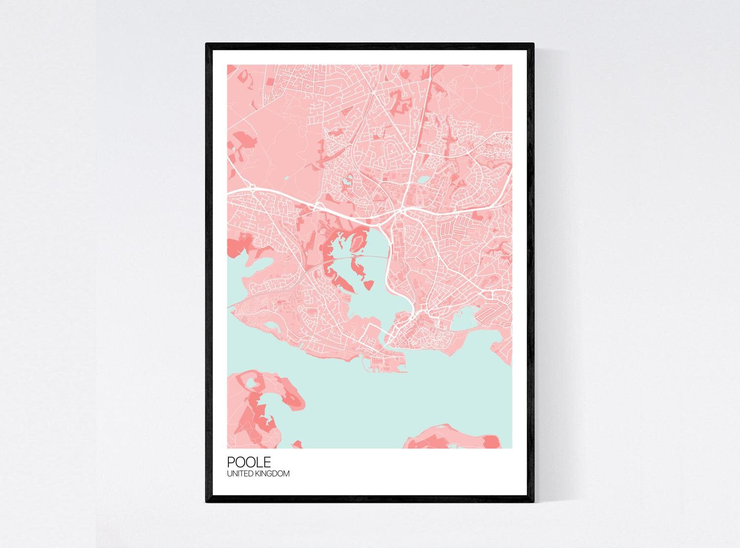 Poole United Kingdom City Map Art Print Many Colours | Etsy