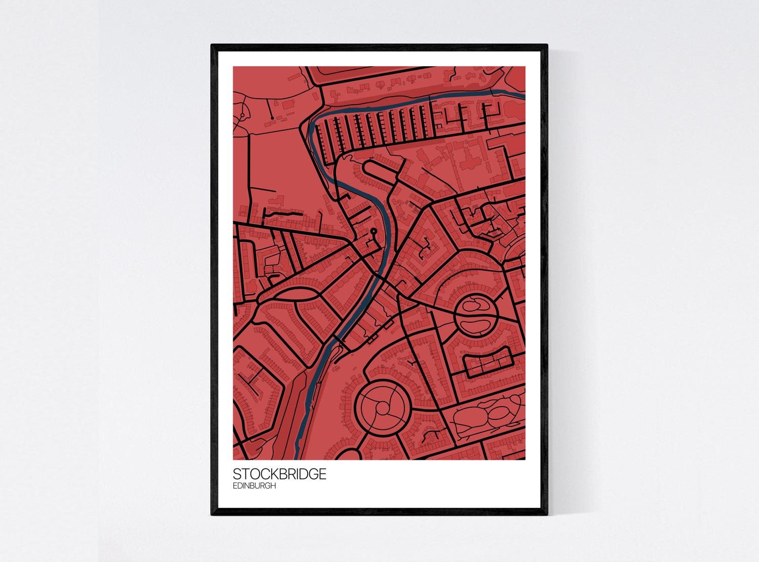 Stockbridge Edinburgh City Map Art Print Many Colours - Etsy UK