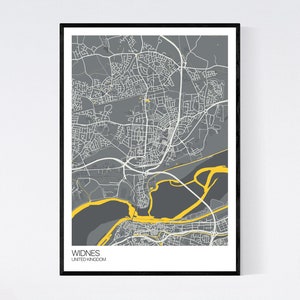 Widnes Town Map Art Print Many Styles 350gsm Art Quality Paper Fast ...