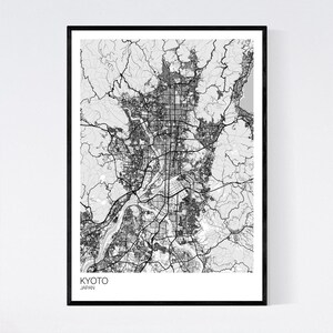 Kyoto, Japan Map Print Many Colours Fast Delivery Scandi // Poster ...