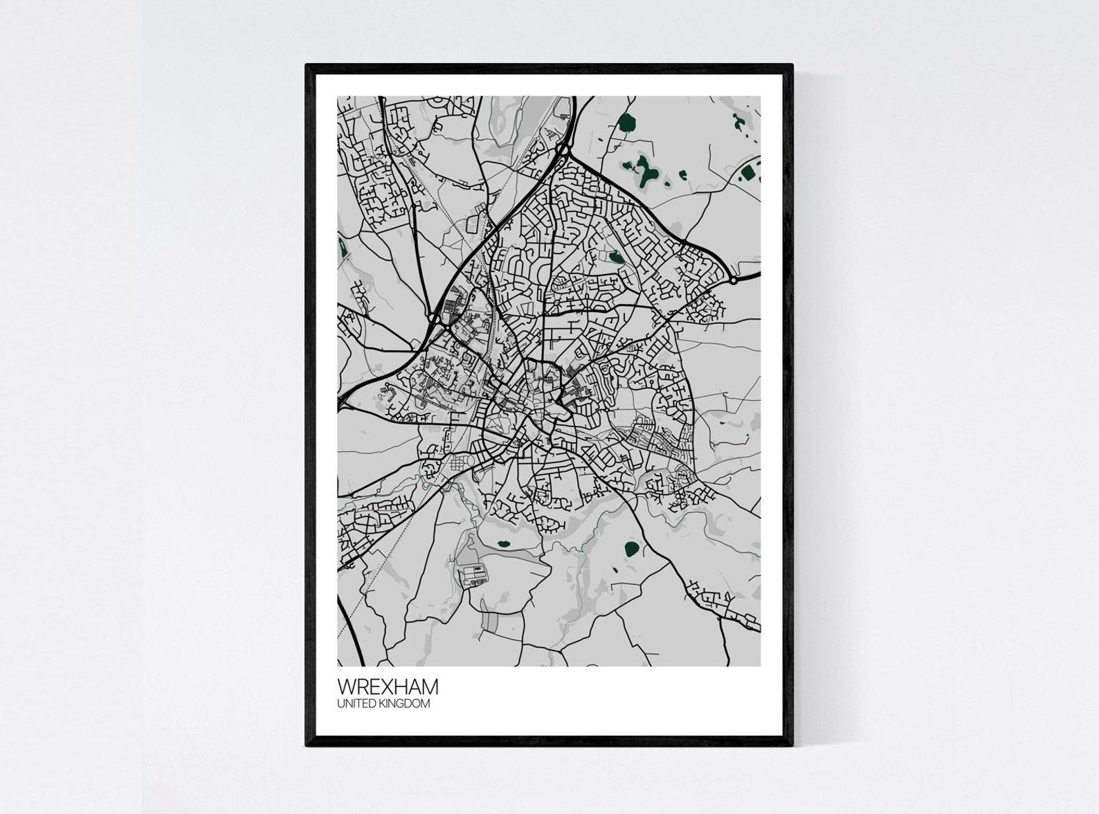 Wrexham Wales City Map Art Print Many Styles 350gsm Art - Etsy
