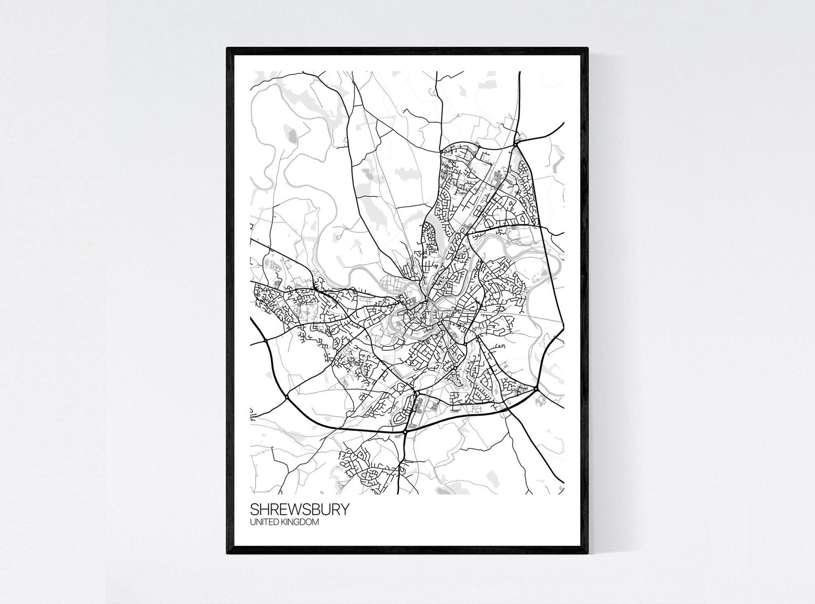 Shrewsbury Town Map Art Print Many Styles 350gsm Art - Etsy
