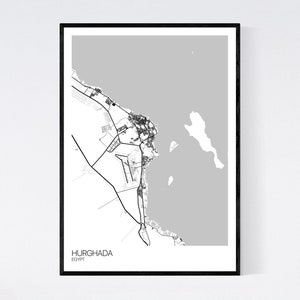Hurghada, Egypt Map Art Print Many Styles Art Quality Paper Fast ...