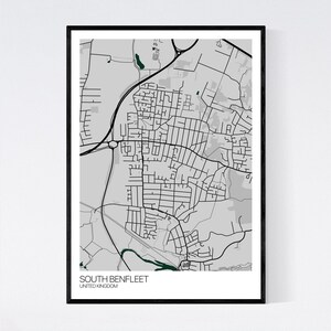 South Benfleet Map Art Print Many Styles 350gsm Art Quality Paper Fast ...