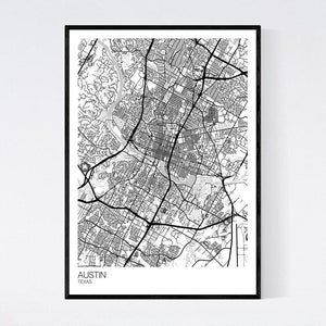 Austin, Texas Map Print Many Colours Printed on Art Quality Paper Fast ...