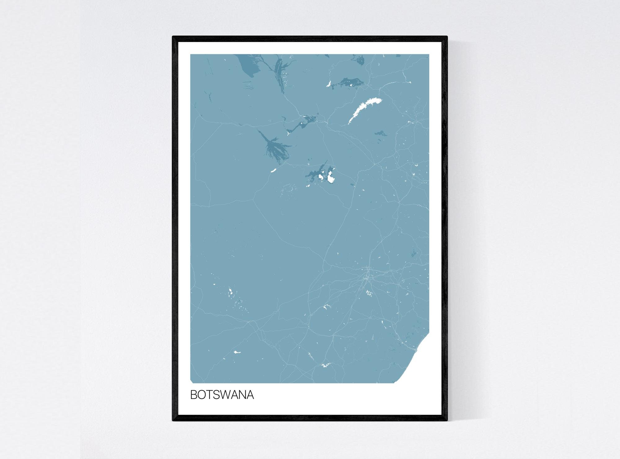 Botswana Africa Map Art Print Many Styles Art Quality | Etsy