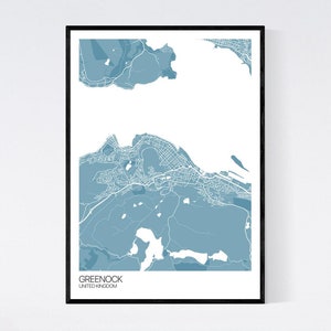 Greenock, Scotland City Map Art Print Many Styles 350gsm Art Quality ...