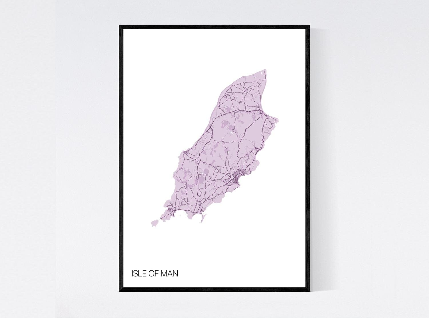 Isle of Man Map Print Many Colours 350gsm Art Quality | Etsy