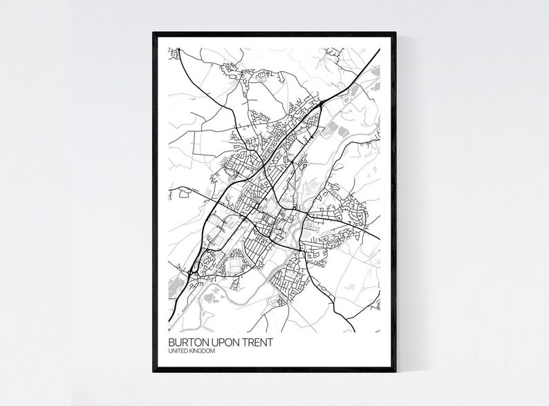 Burton Upon Trent UK Map Print Many Colours Fast Delivery - Etsy