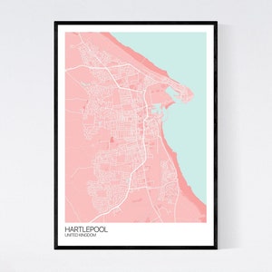 Hartlepool United Kingdom Map Print Many Colours Fast - Etsy