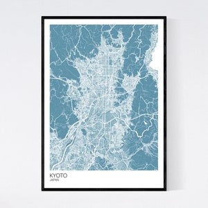 Kyoto, Japan Map Print Many Colours Fast Delivery Scandi // Poster ...