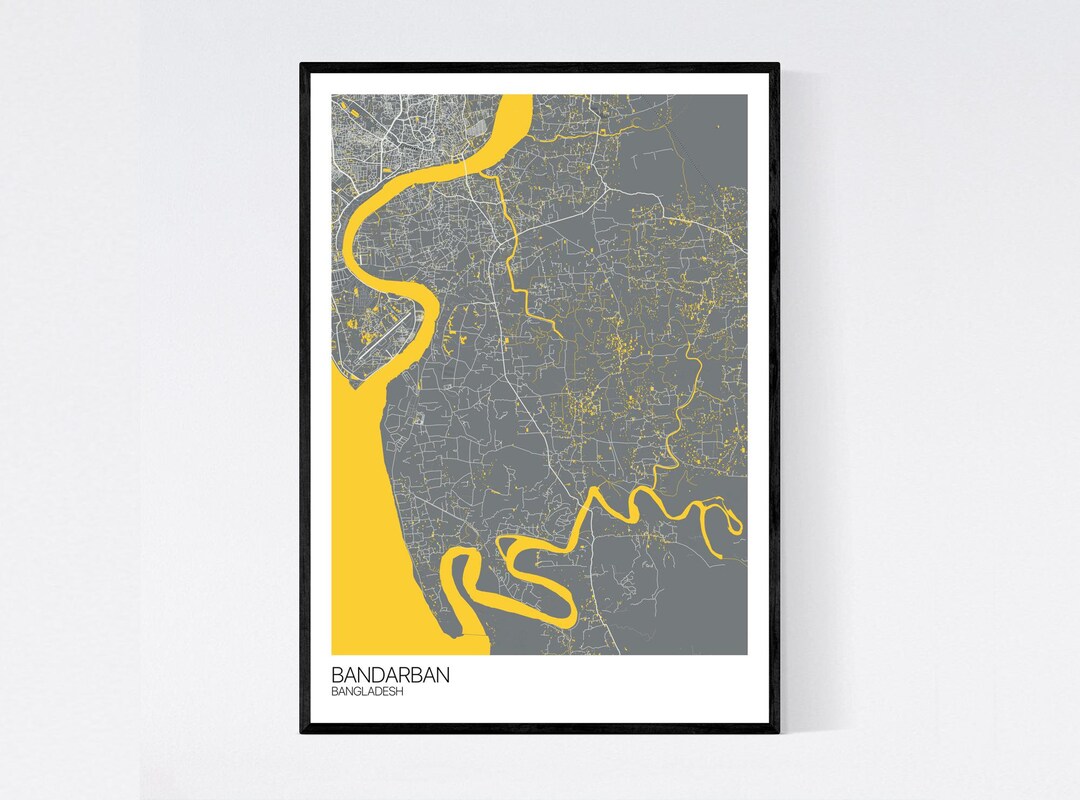 Bandarban, Bangladesh Map Art Print - Many Styles - Art Quality Paper ...