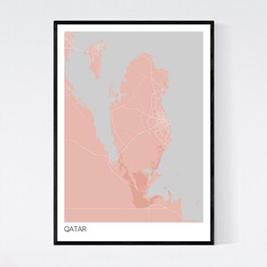 Qatar Map Art Print Many Styles Art Quality Paper Fast Delivery Poster ...