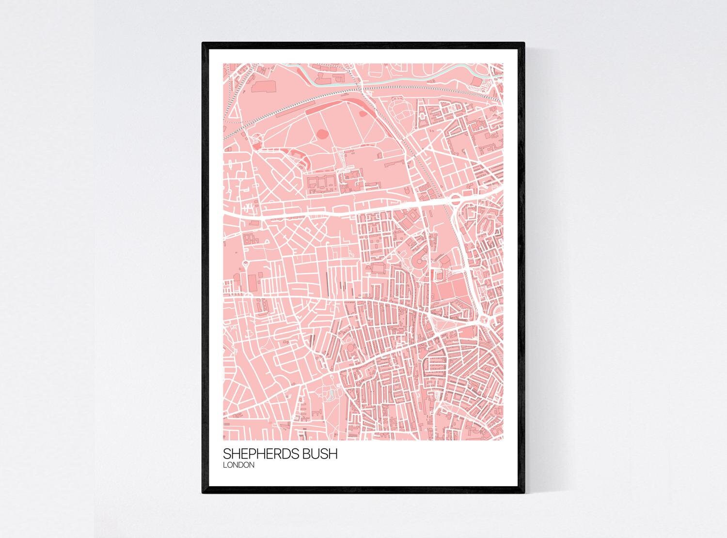 Shepherds Bush London Map Art Print Many Colours 350gsm | Etsy