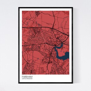 Fareham United Kingdom Map Print Many Colours Fast - Etsy