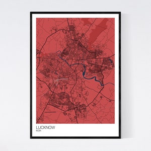 Lucknow, India Map Art Print Many Styles Art Quality Paper Fast ...