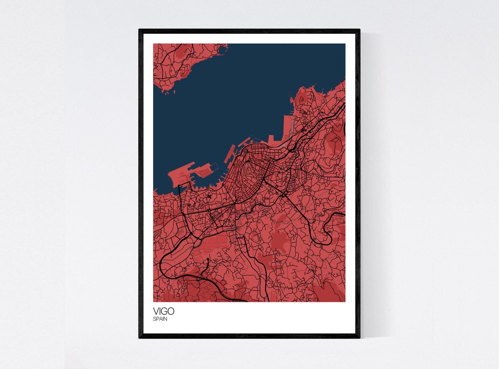 Vigo Spain Map Art Print Many Colours Art Quality Paper | Etsy