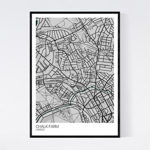 Chalk Farm, London Map Art Print Many Colours 350gsm Art Quality Paper ...