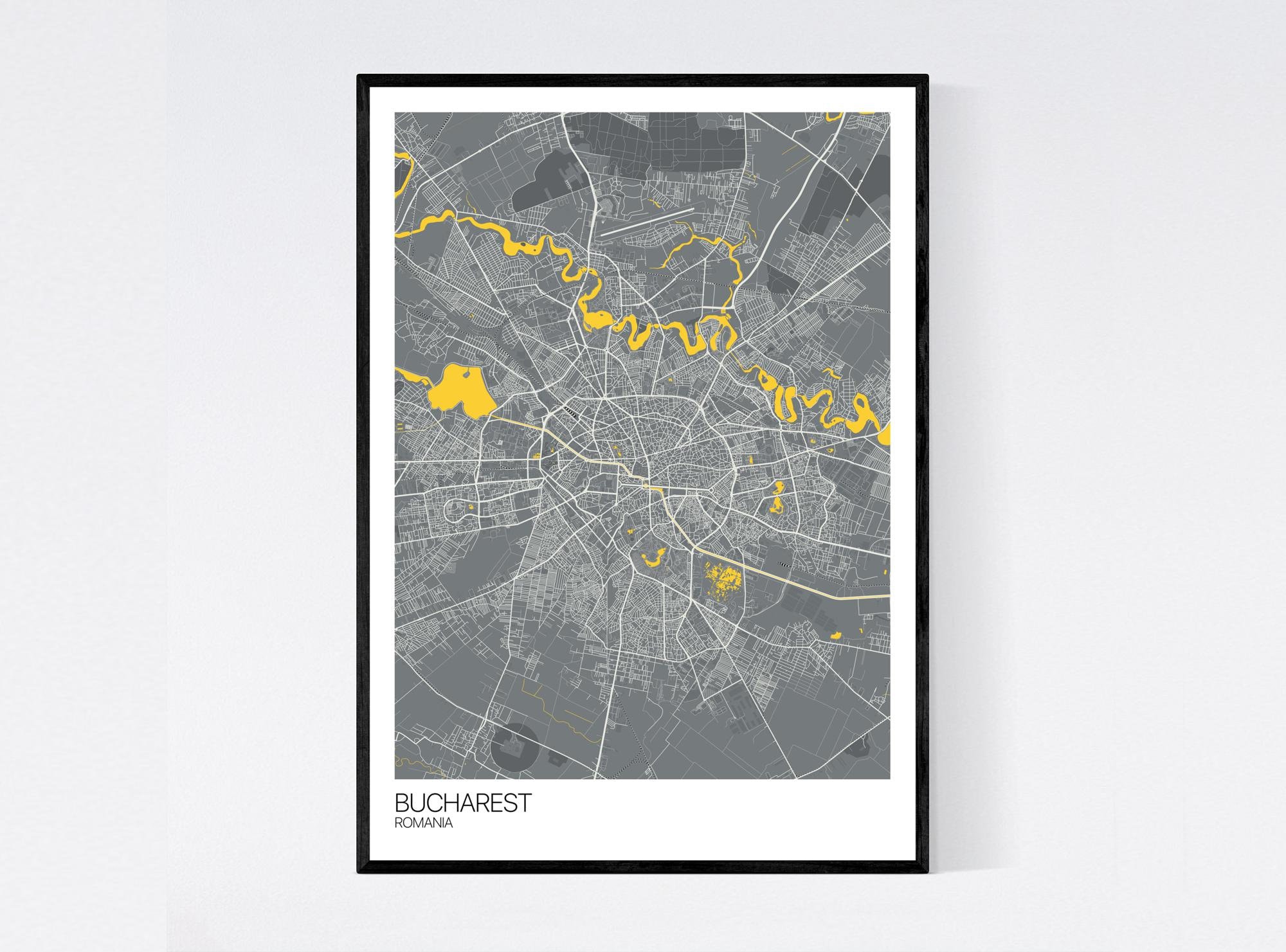 Bucharest Romania Map Art Print Many Styles 350gsm Art | Etsy