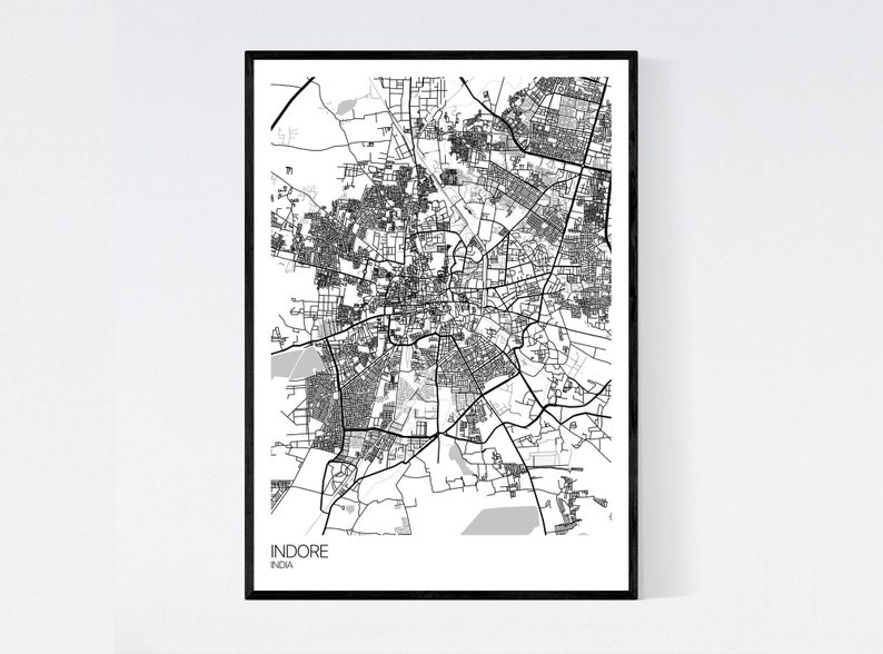 Indore India Map Art Print Many Styles Art Quality Paper - Etsy