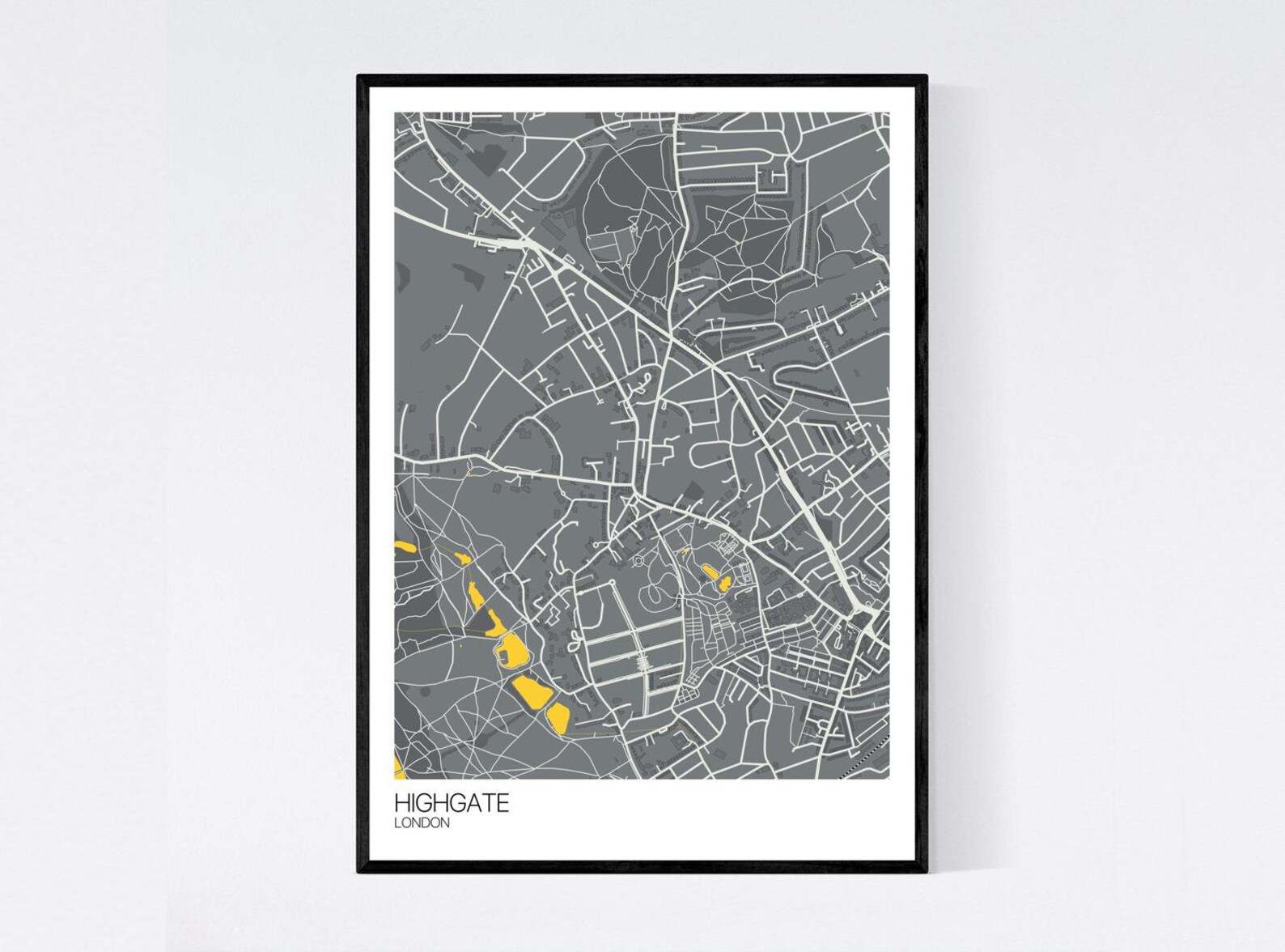 Highgate London Map Art Print Many Colours 350gsm Art - Etsy