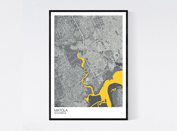 Matola Mozambique Map Art Print Many Styles Art Quality | Etsy