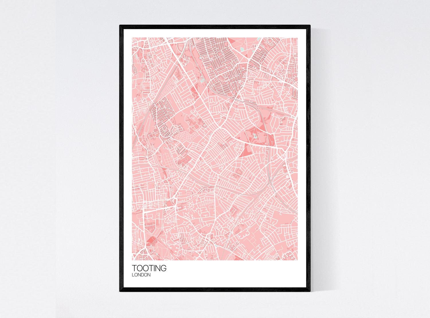 Tooting London Map Art Print Many Colours 350gsm Art - Etsy UK