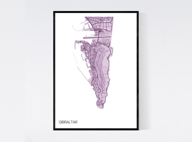 Gibraltar Island Map Art Print Many Colours 350gsm Art - Etsy