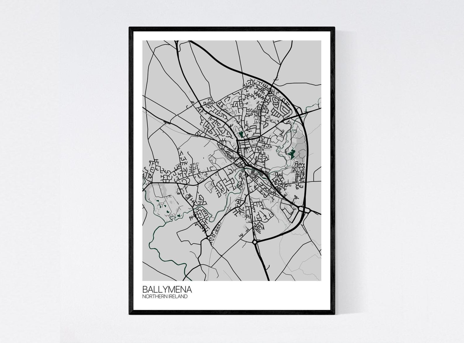 Ballymena City Map Art Print Many Styles 350gsm Art | Etsy