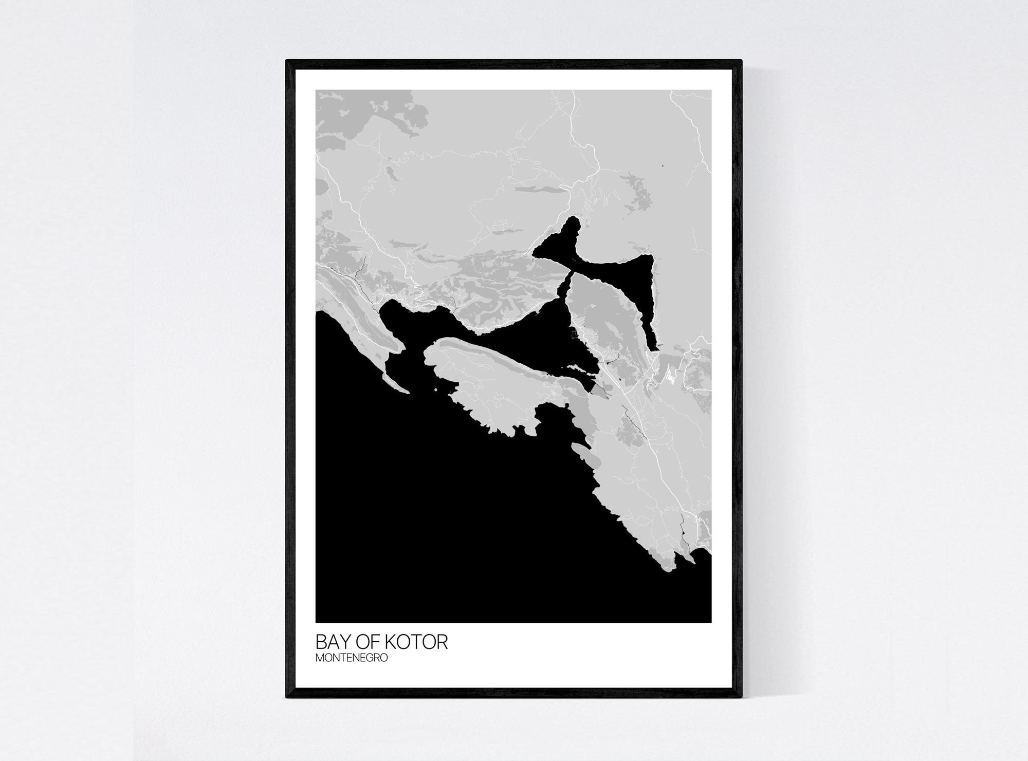 Bay of Kotor Montenegro Map Art Print Many Styles 350gsm | Etsy