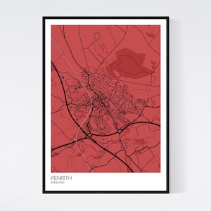 Penrith, England Map Art Print Many Colours 350gsm Art Quality Paper ...