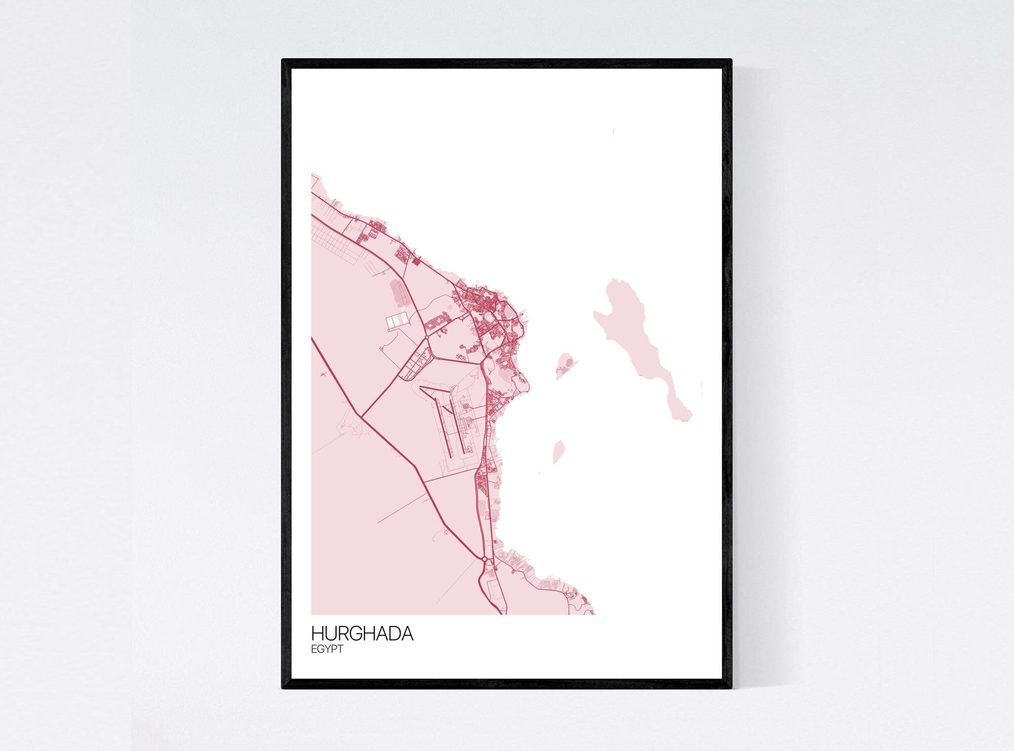 Hurghada Egypt Map Art Print Many Styles Art Quality | Etsy