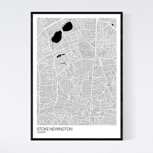 Stoke Newington, London Map Art Print Many Colours 350gsm Art Quality ...