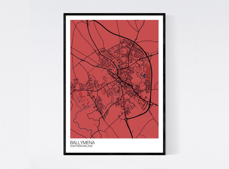 Ballymena City Map Art Print Many Styles 350gsm Art | Etsy