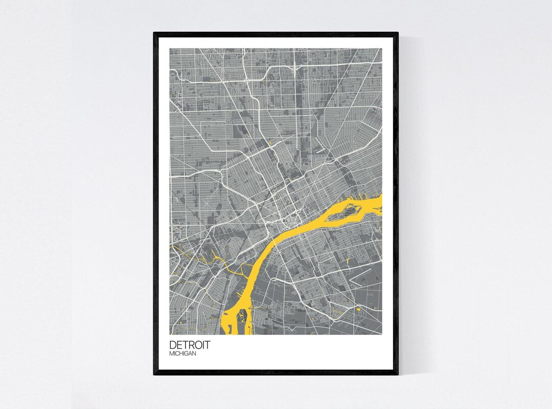 Detroit, Michigan Map Print Many Colours Printed on Art Quality Paper ...