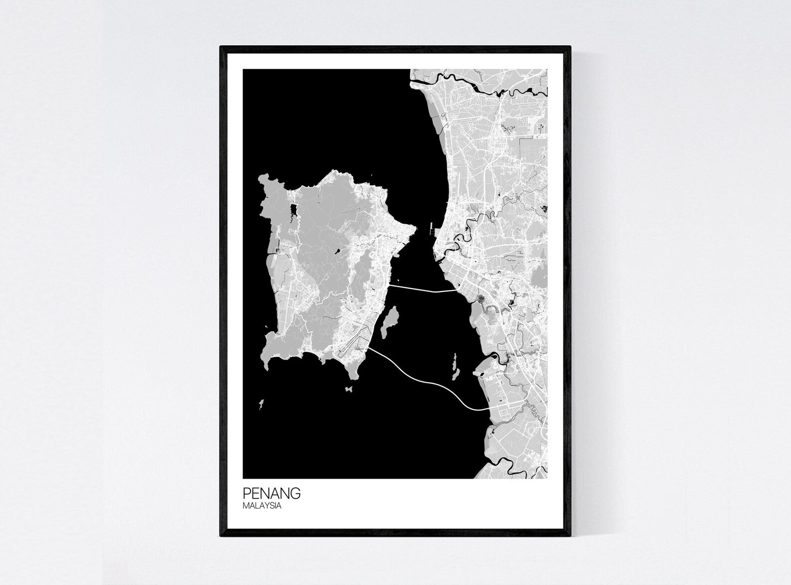 Penang Malaysia Map Art Print Many Styles Art Quality | Etsy