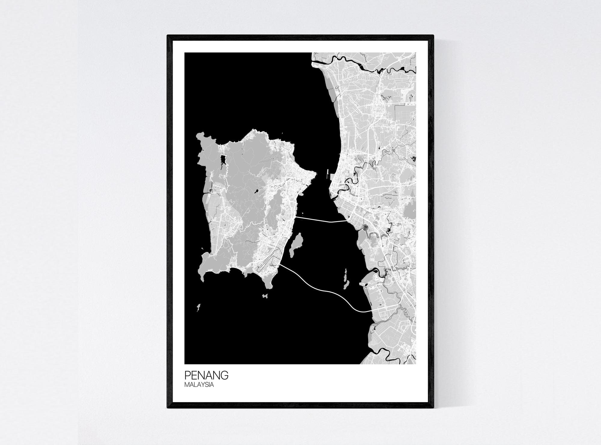 Penang Malaysia Map Art Print Many Styles Art Quality | Etsy