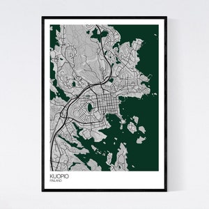 Kuopio, Finland Map Art Print - Many Colours - 350gsm Art Quality Paper ...