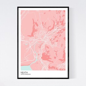 Neath, Wales City Map Art Print Many Styles 350gsm Art Quality Paper ...