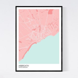 Arbroath, Scotland City Map Art Print - Many Styles - 350gsm Art ...