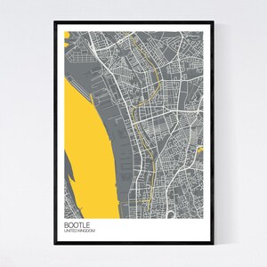 Bootle, United Kingdom Map Print Many Colours Fast Delivery // Retro ...